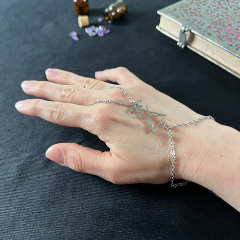Lucifer sigil ring bracelet hand chain – Baguette Magick