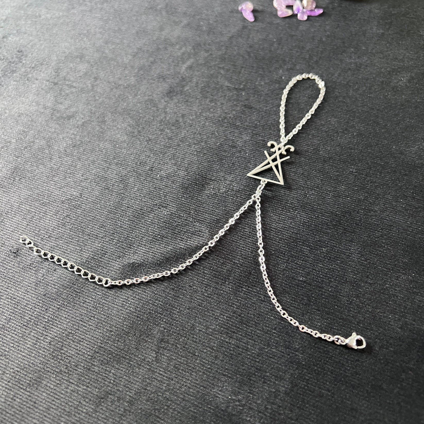Lucifer sigil ring bracelet hand chain – Baguette Magick