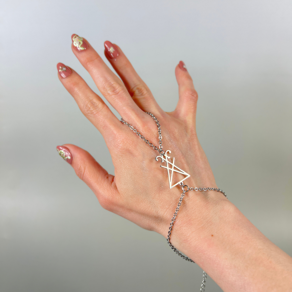 Lucifer sigil ring bracelet hand chain – Baguette Magick