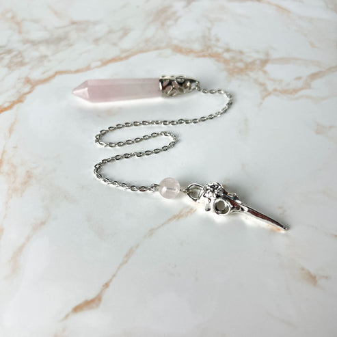 Bird skull dowsing pendulum, multiple gemstones – Baguette Magick